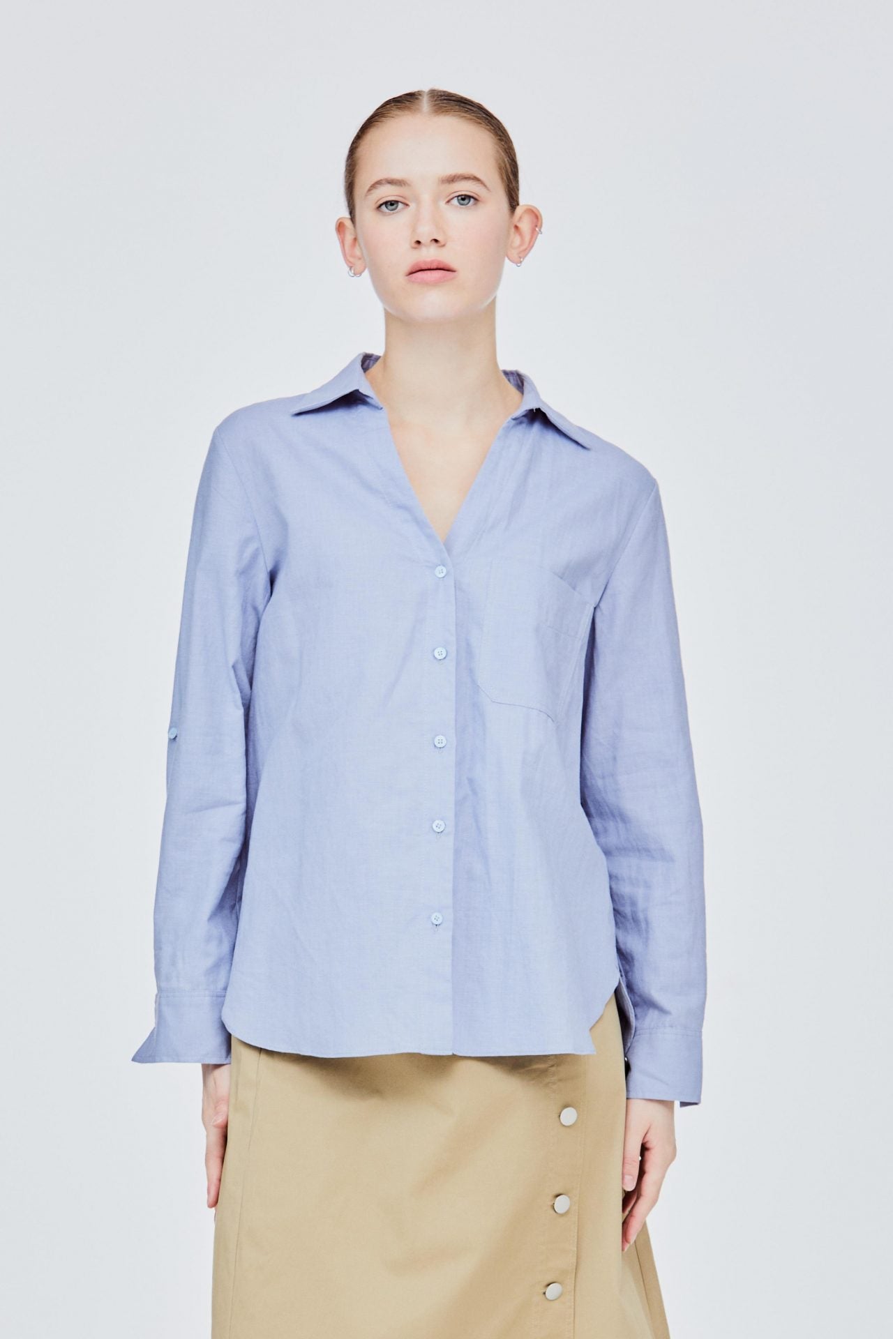 Collared V-Neck Shirt – iORA