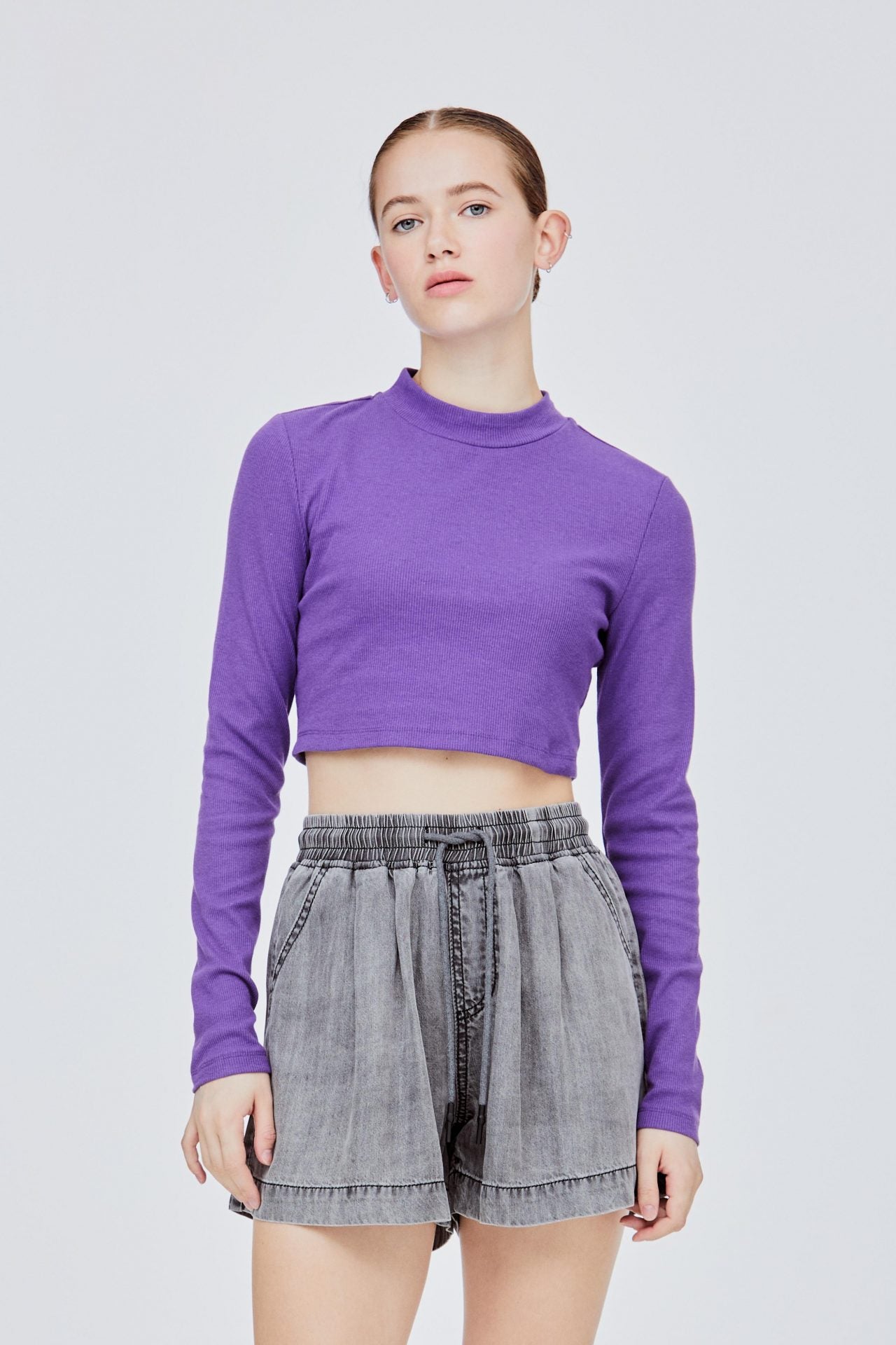 Rib Mock Neck Crop Top Iora