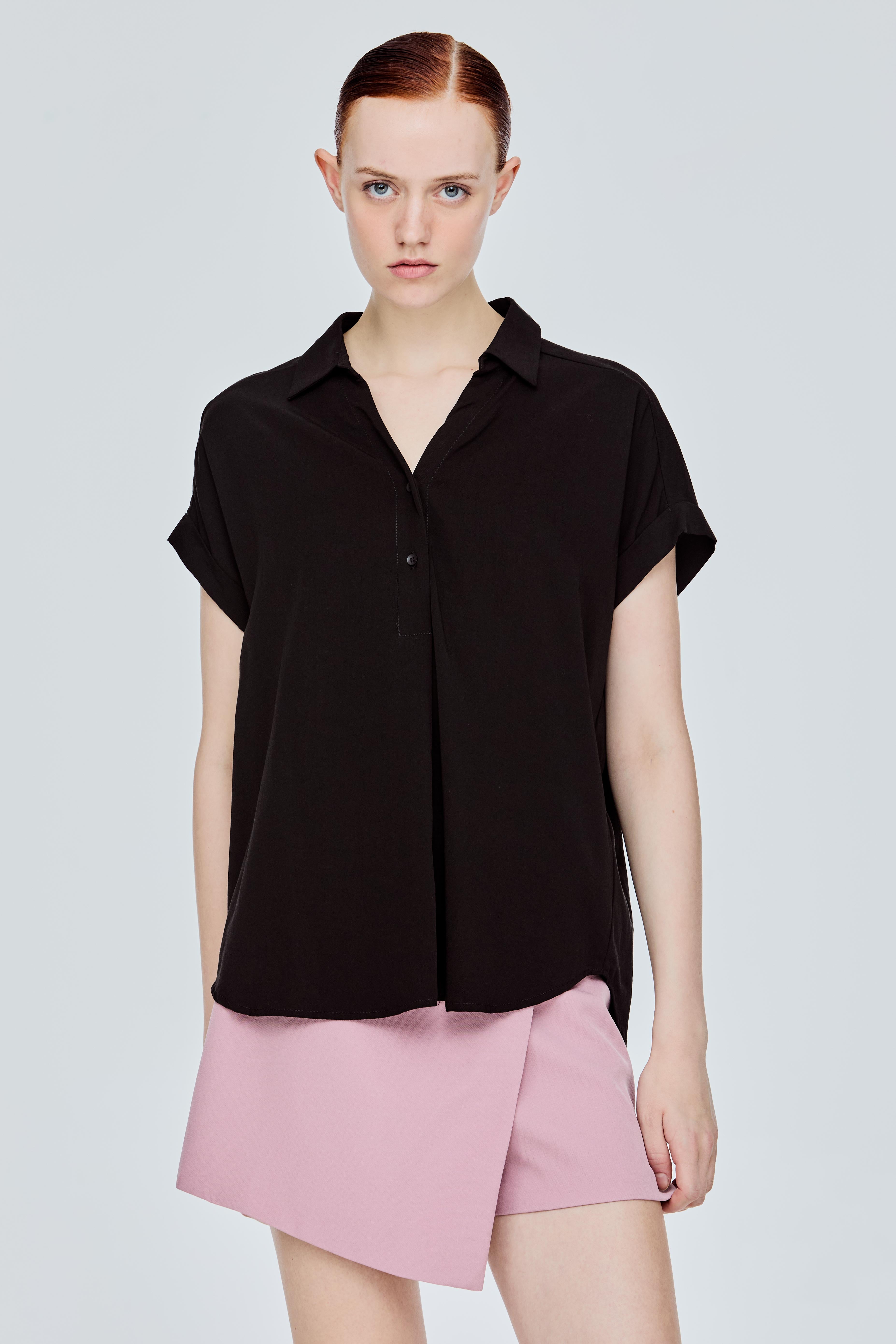 Button Tab Collared Blouse – iORA