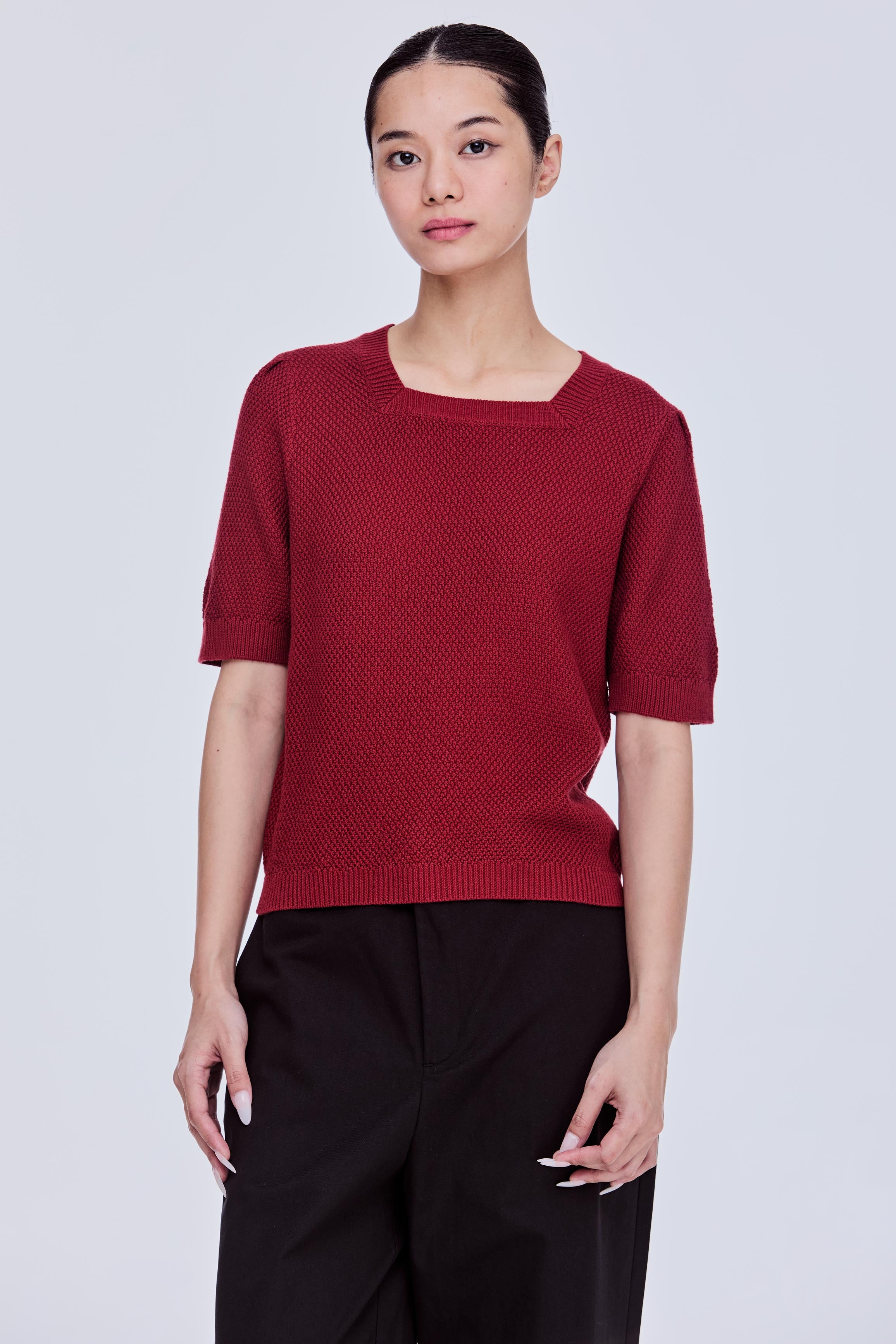 Basic Knitted Square Neck Top – iORA