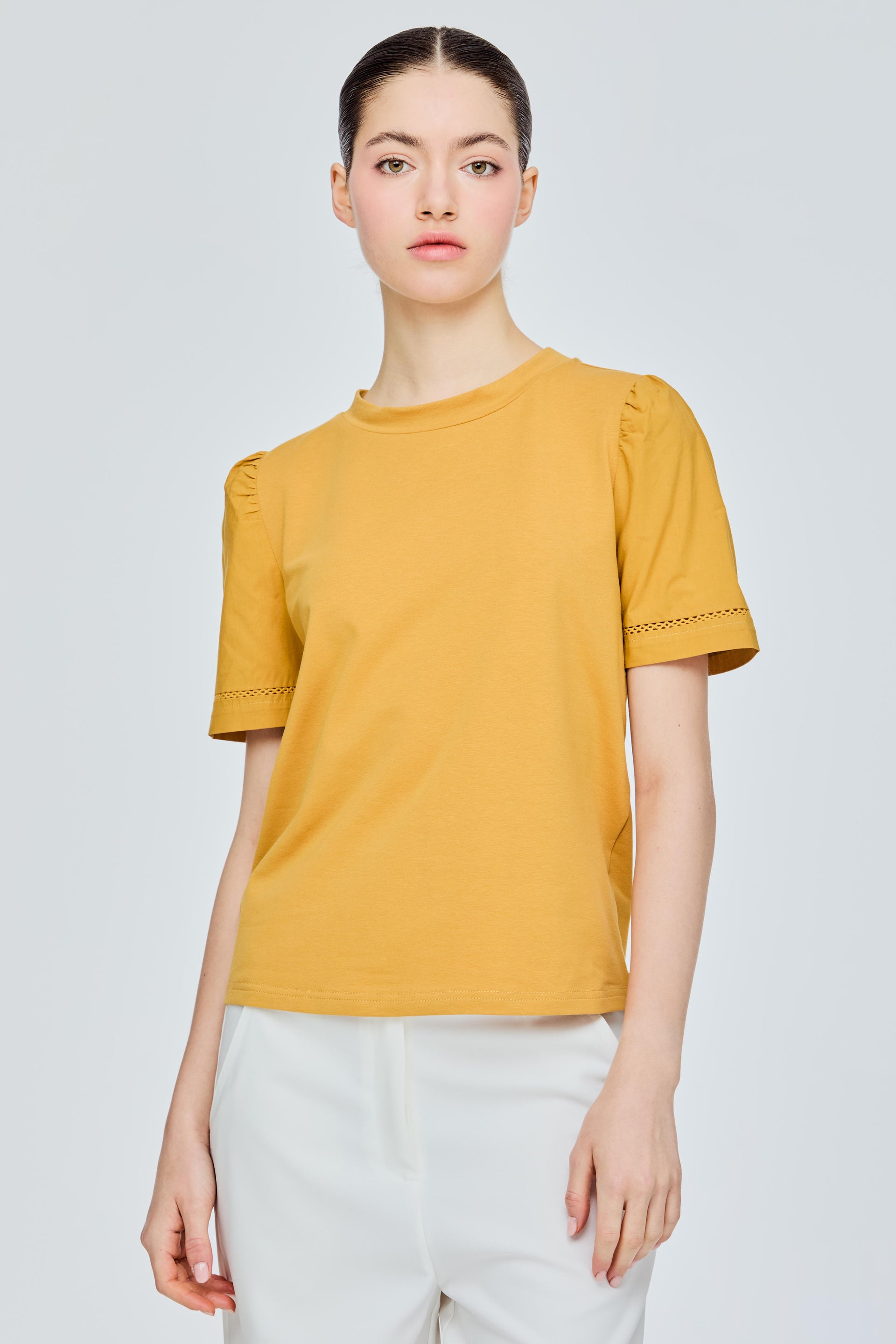 Contrast Puffy Sleeves Top – iORA