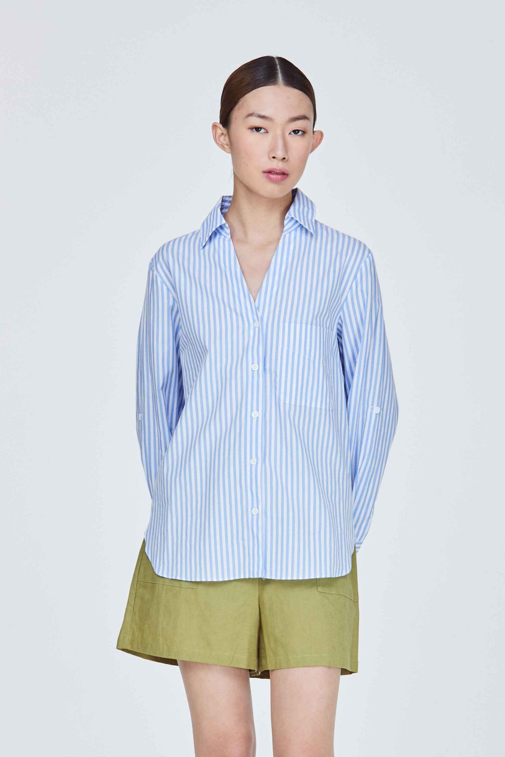 Collared V-Neckline Blouse – iORA