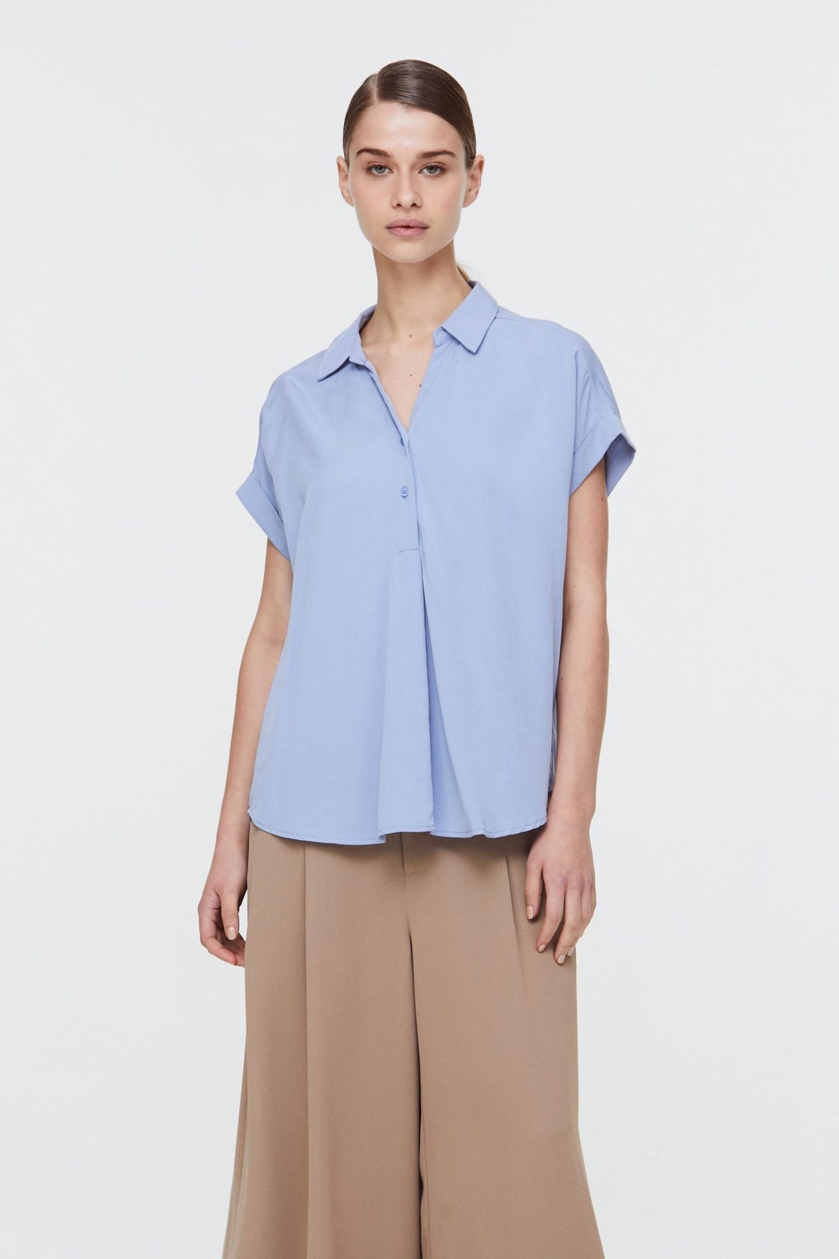 Button Tab Collared Blouse – iORA