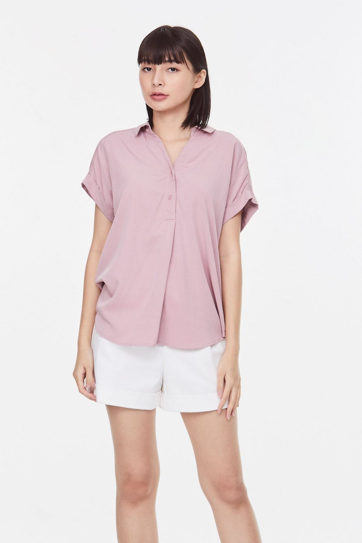 Button Tab Collared Blouse – iORA
